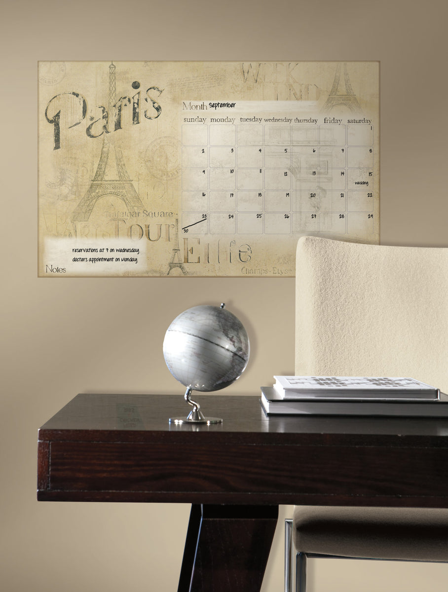 Paris Dry Erase Calendar Peel and Stick Wall Decals – WallDecals.com