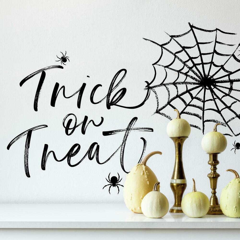 HALLOWEEN TRICK OR TREAT SPIDER WEB PEEL AND STICK GIANT WALL DECALS ...