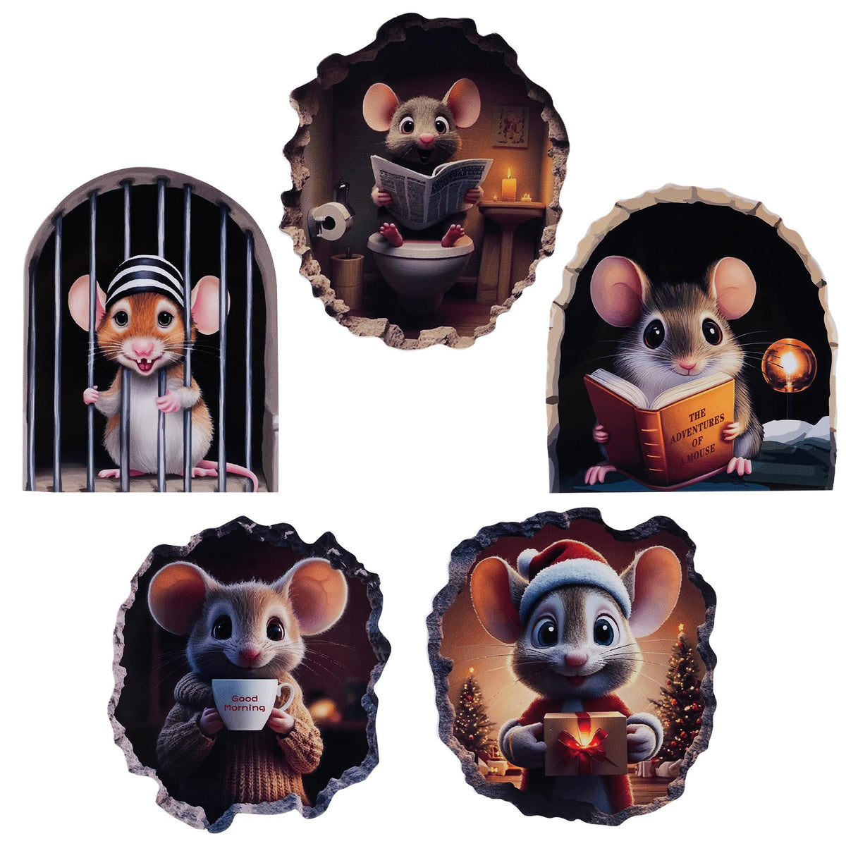 Taesytii 𝟓𝐏𝐂𝐒 3D Mouse Wall Stickers Murals Vinyl Art Peel and Stick D ...