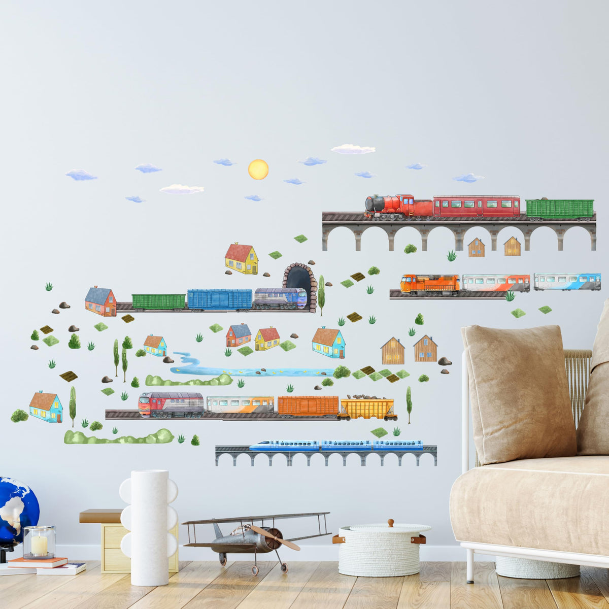 Train Wall Decals for Kids by Lipastick - Educational Railroad Wall St ...