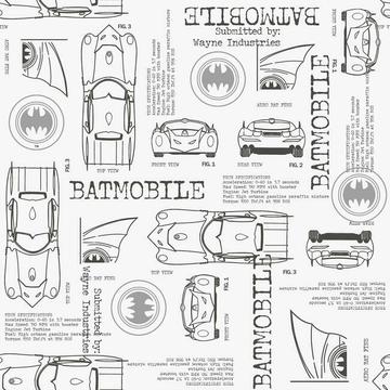 BATMOBILE BLUEPRINT PEEL AND STICK WALLPAPER – WallDecals.com