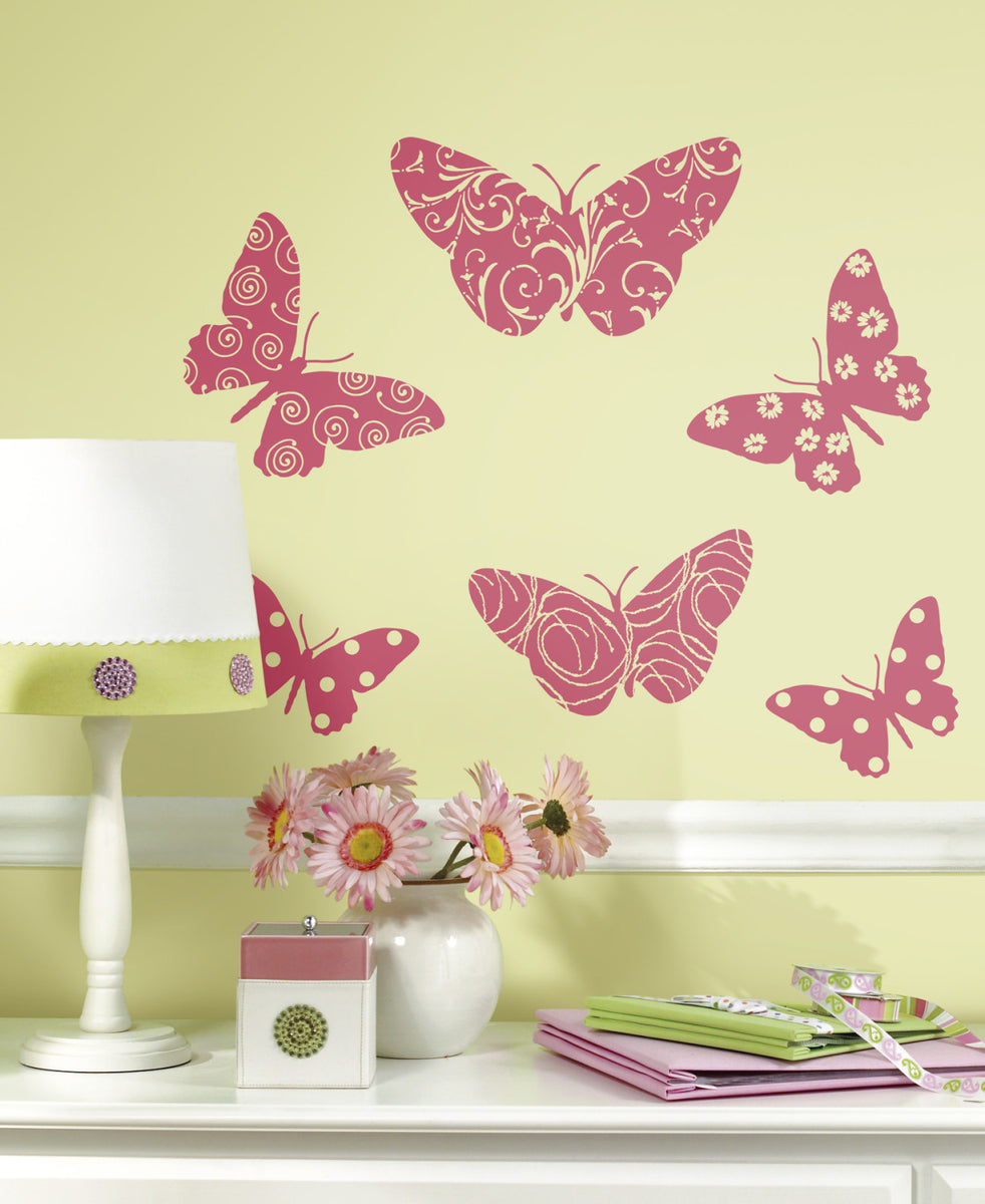 Flocked Butterfly Peel & Stick Wall Decals – WallDecals.com