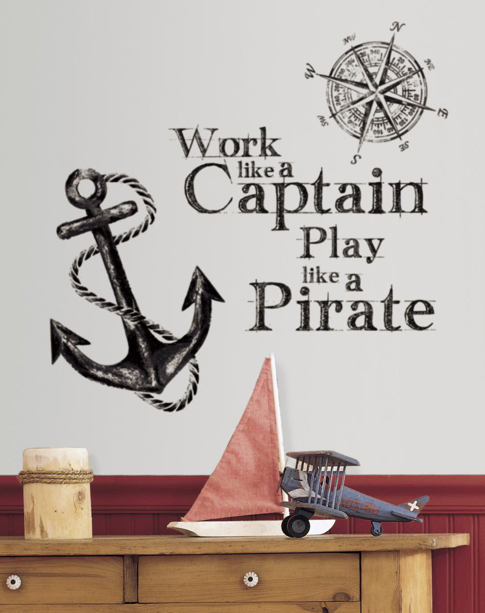 Work Like a Captain Quote Peel and Stick Wall Decals – WallDecals.com