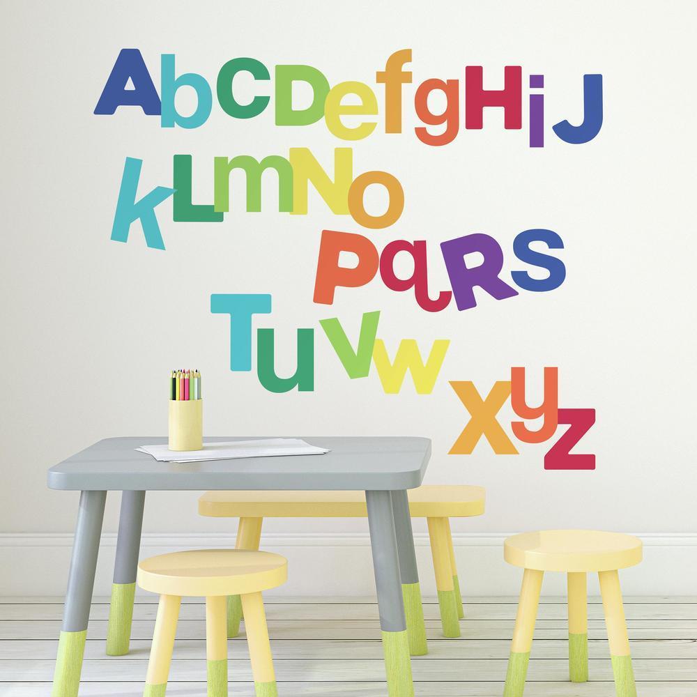 MULTICOLORED ALPHABET PEEL AND STICK WALL DECALS – WallDecals.com