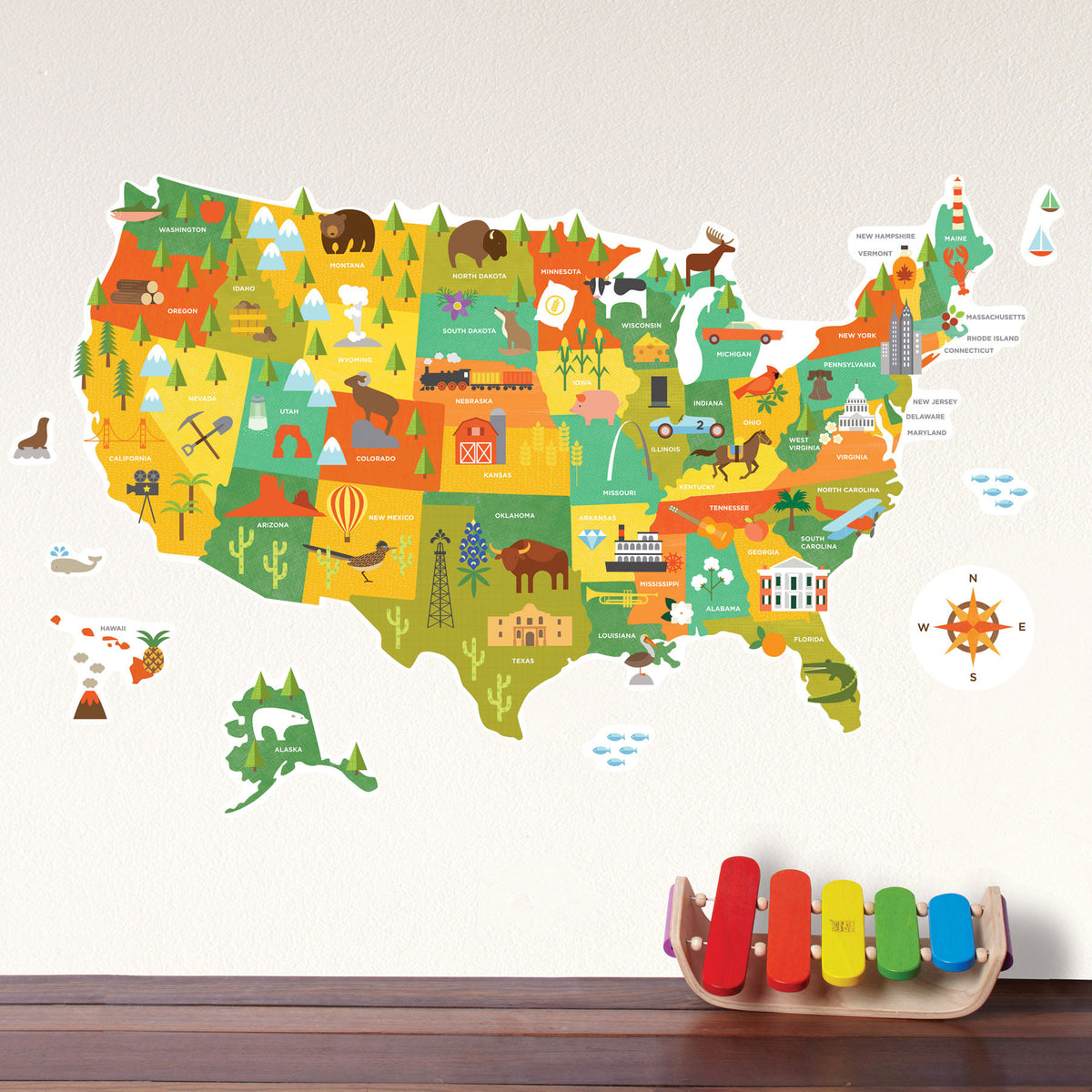 United States Map Wall Decal – WallDecals.com